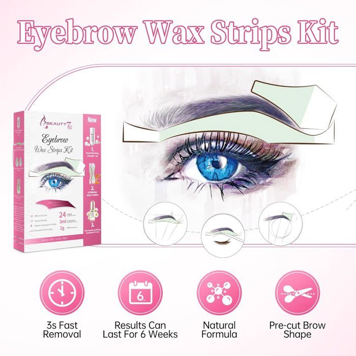 Bandes de Cire Froide Sourcils Dépilatoire Visage,24 Bandes de Cire ...
