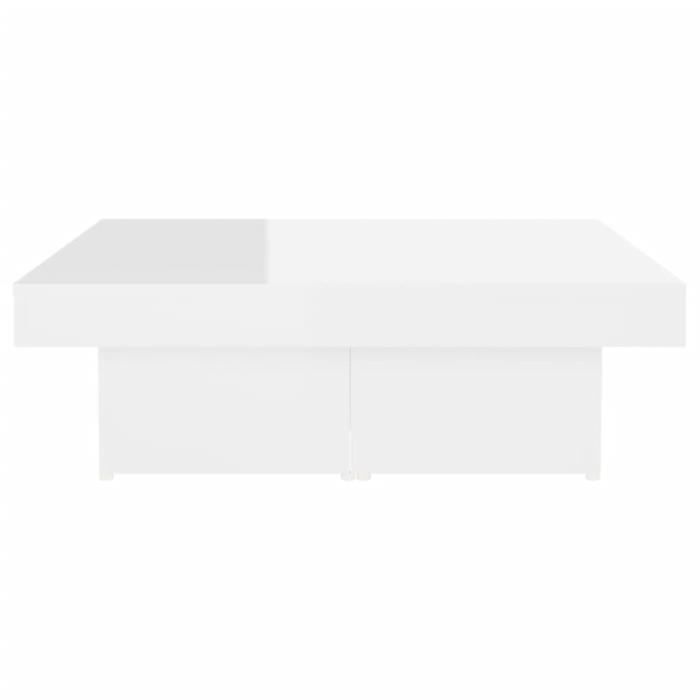Table Basse - KEENSO - 90x90x28 cm - Blanc Brillant - Style Moderne - À ...