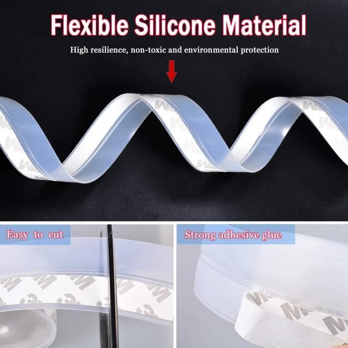 Bas De Porte Adhésif,5M X 25Mm Transparent Bande D'Étanchéité En ...