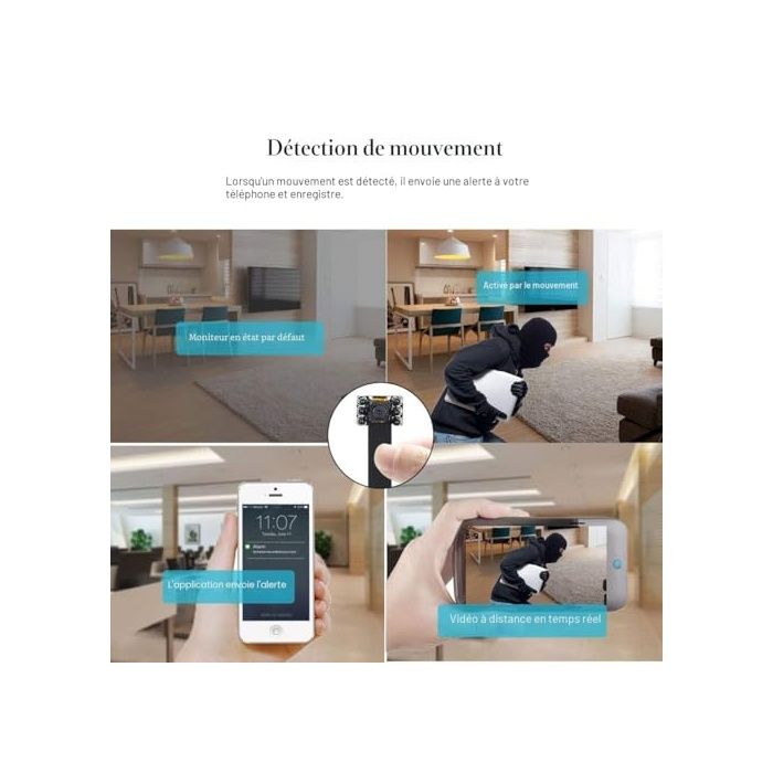 Caméra Sécurité Cachée HD Wi-Fi CCTV P2P Vision Nocturne CAMERA ...