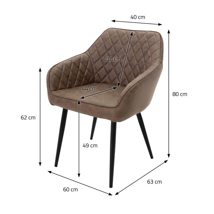 Lot de 4 chaises salle à manger marron simili PU rembourrée pieds en ...