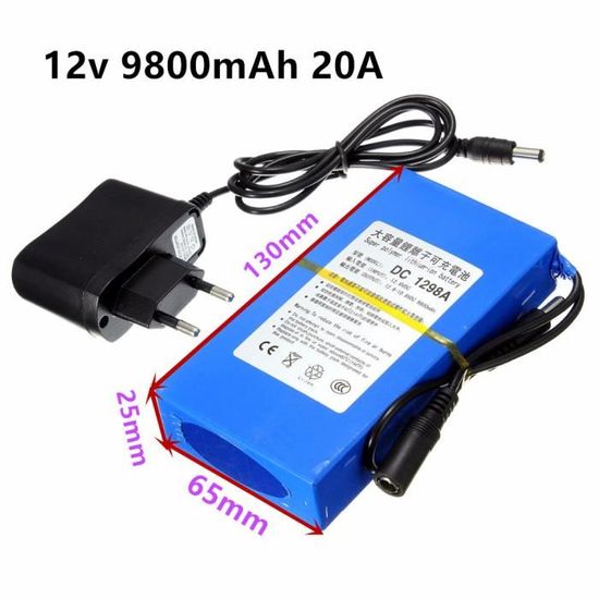 12v 9800mAh-Batterie Lithium-ion Rechargeable Dc 12v, 3000-20000 Mah, Chargeur Ca Haute Capacité ...