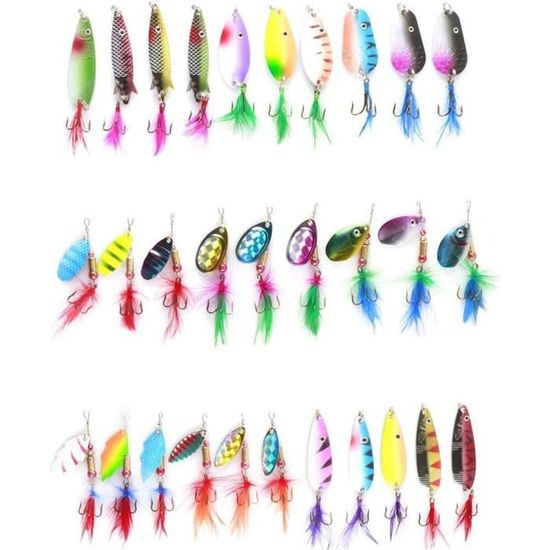 Lshel Pêche Spinner Set Sequin Fish Angel Bait Avec Plume Pour Amateurs ...