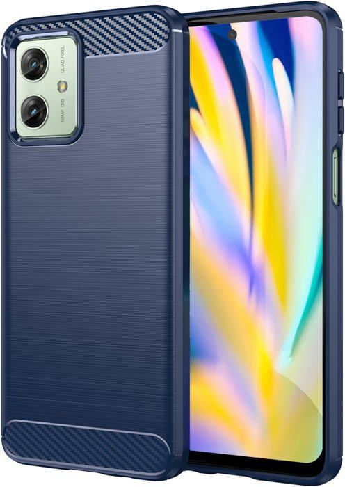 Coque de protection Moto G54 bleue, série exquise avec design carbone ...