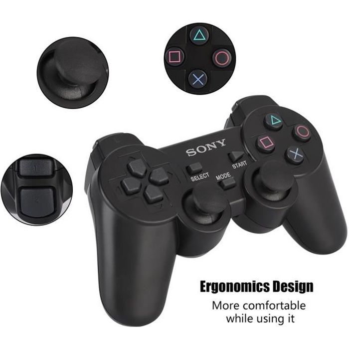 PS2 Manette Sans Fil Noir Manette de Jeu 2.4GHz 8M -ABI - Cdiscount ...