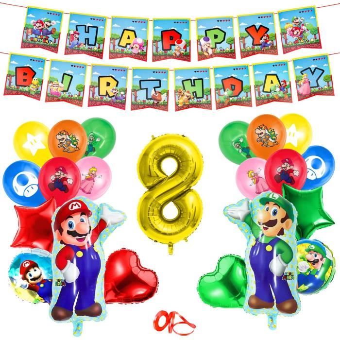 Mario Kit Anniversaire Fête 29 Pièces,Mario Ballons Latex,D'or Ballon ...