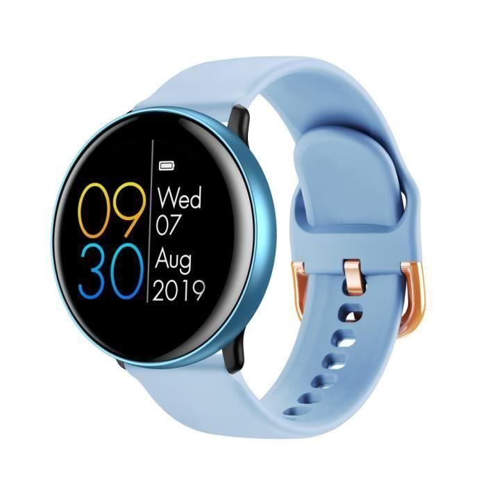 Montre Connectée Bleu Smartwatch IPS Plein 1,2 Écran Tactile Bracelet à ...
