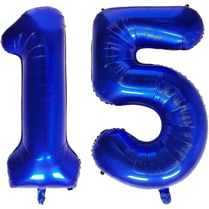 Ballon D'Anniversaire Avec Chiffres De 15 Ans - Bleu Foncé Xxl ...