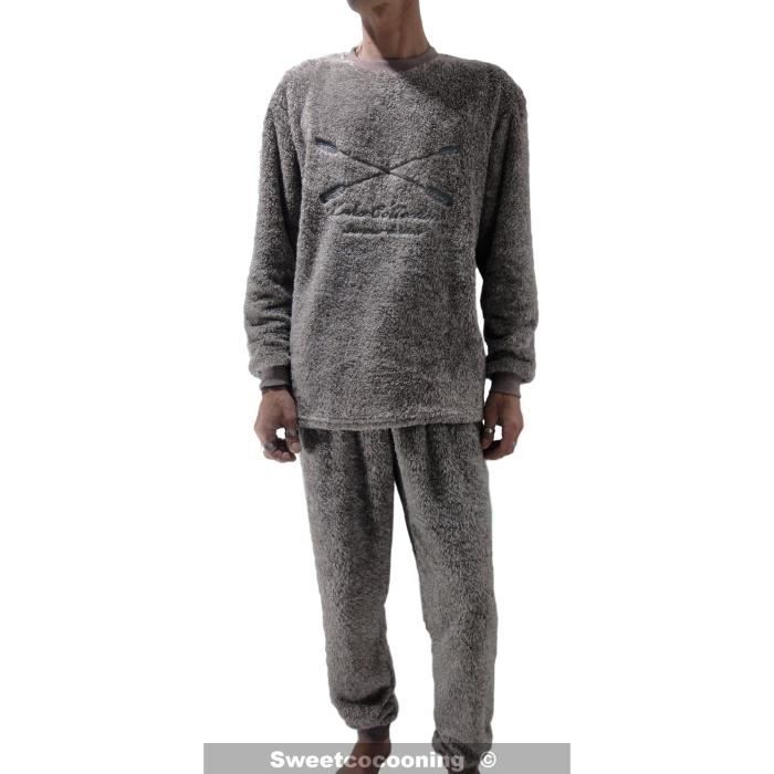 Pyjama homme Hiver PILOU chaud épais et douillet BRUN - Cdiscount Prêt ...