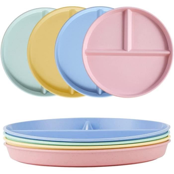 Lot de 4 Assiette Compartiment Enfant Assiette Regime Portion Adulte ...