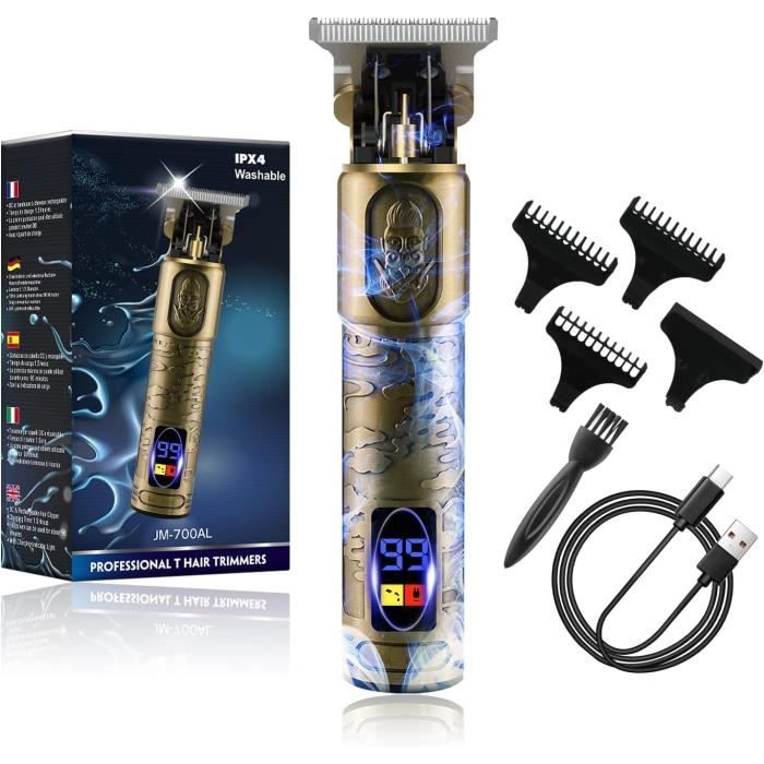 Tondeuse Cheveux Hommes,Tondeuse Barbe Professionnelle Zero Gapped T-Blade Tondeuse Sans Fil ...