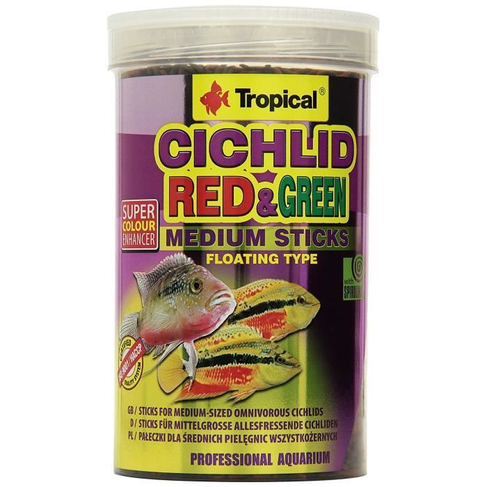 TROPICAL Cichlid Red-Green Medium Sticks Nourriture pour Aquariophilie ...