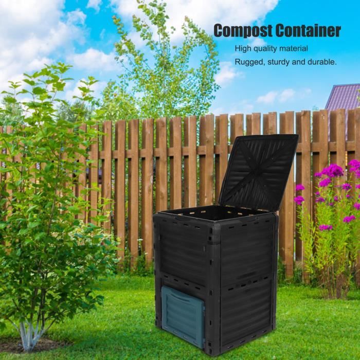 Composteur pour jardin déchets pelouse pour humus 300L Bon Matérie RUI ...