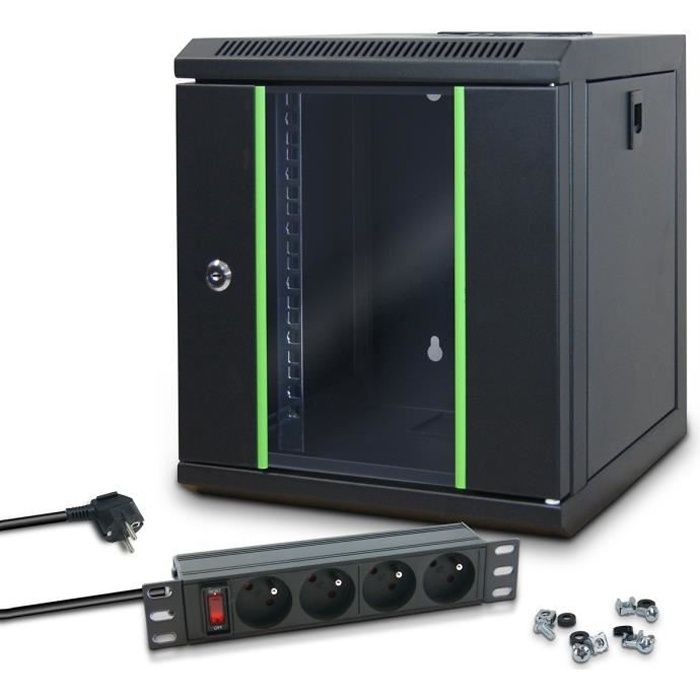 Pack Coffret Réseau 10 Pouces 6U, avec 1 multiprise 4 Prises Inclus ...
