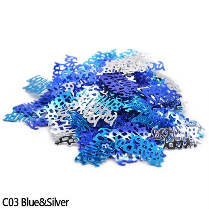 CONFETTIS,C03-blue silver-2bags--Confettis brillants chiffres Happy ...