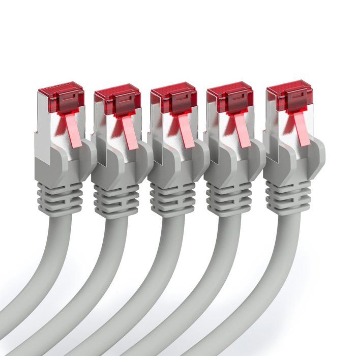 TRAHOO-5x 1m Câble Patch CAT6 PIMF S/FTP un Blindage CAT-6 RJ45 Câble ...