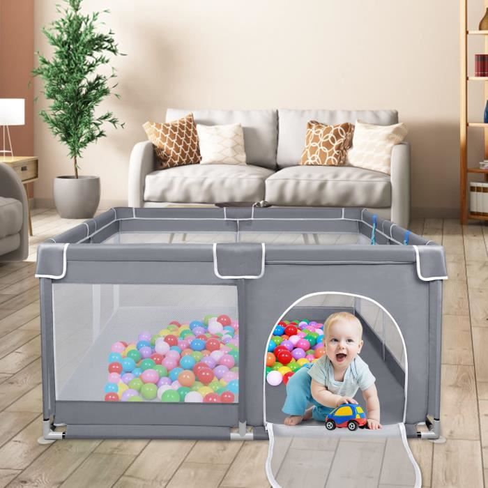 Parc pour bébé XXL NAIZY - Barrière de Sécurité Portail 127x127cm ...