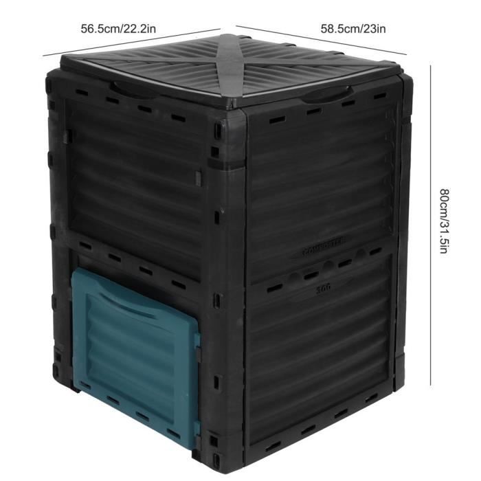 Composteur pour jardin déchets pelouse pour humus 300L Bon Matérie RUI ...