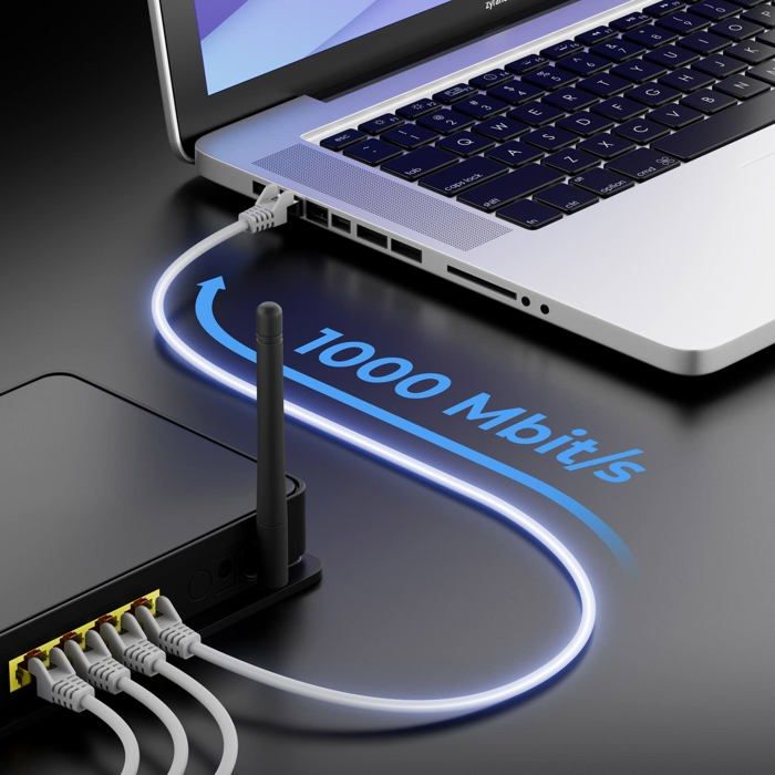 TRAHOO-5x 1m Câble Patch CAT6 PIMF S/FTP un Blindage CAT-6 RJ45 Câble ...