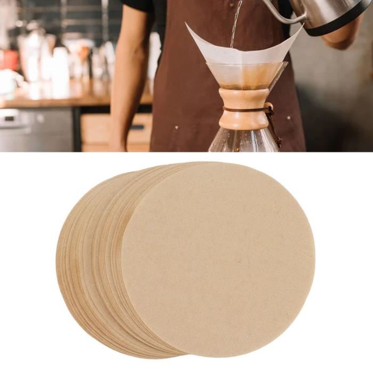 100Pcs Filtre à café rond 64mm Papier filtre à café naturel non blanchi ...