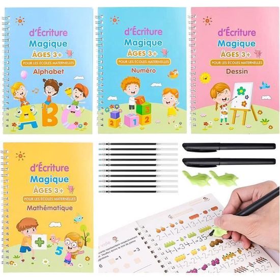 18PCS Cahiers Calligraphes Français Set,Cahier Ecriture Enfants avec 4 ...