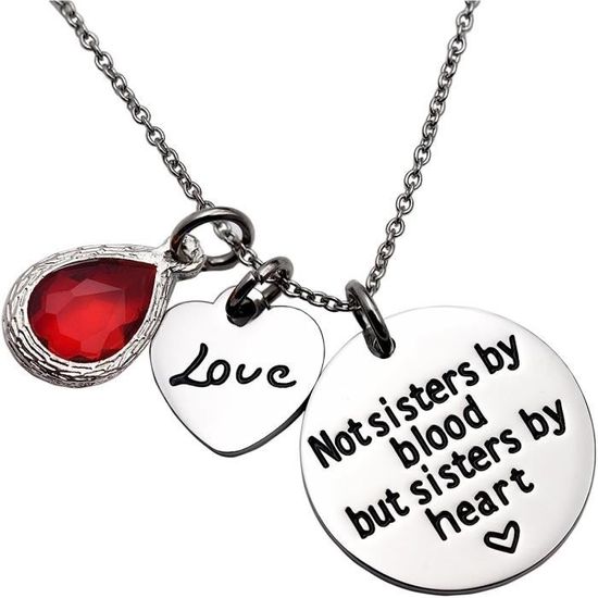Non Sister Par Sang Mais Sisters Par Collier Cœur Pierre De Naissance ...