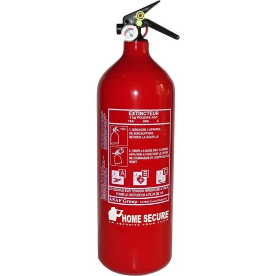Extincteur À Poudre 2Kg Avec Manomètre De Pression Pour Feux De Classe ...
