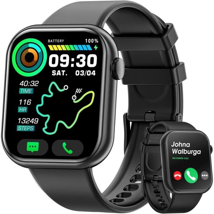 Montre connectée pour homme et femme Répondre-Faire des appels, 1,85 Écran Smartwatch pour femme ...