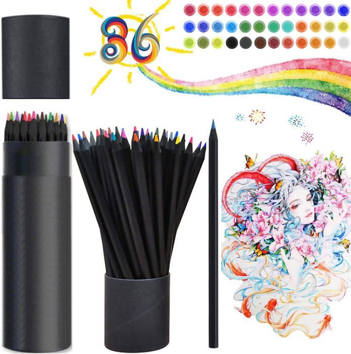 Lot de 36 crayons de couleur professionnels à base d'huile, solubles à ...