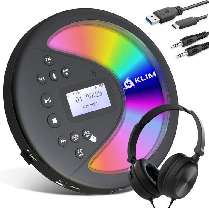 KDiscover Lecteur CD Portable avec Casque et Batterie Intégrée ...