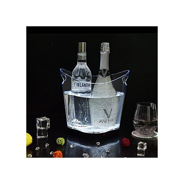 QUOXO Le dernier Seau à Glace LED Transparent de Grande capacité 6L ...