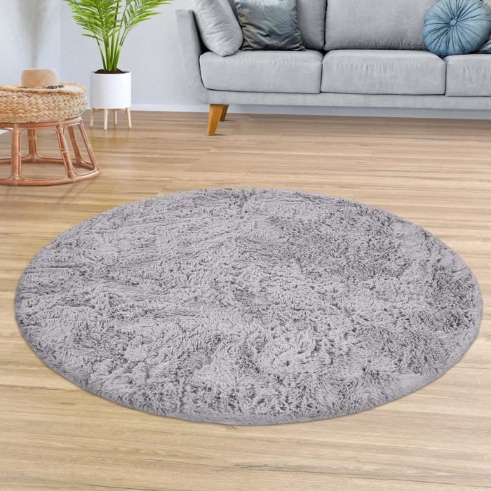 Tapis De Salon Tapis Shaggy Poil Long Doux Peluche Design Moderne Monochrome, Couleur: Gris ...