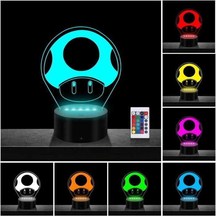 Veilleuse 3D LED USB Tactile - Lampe de Chevet Dessin Animé - 7 Couleurs - Pour Chambres d ...