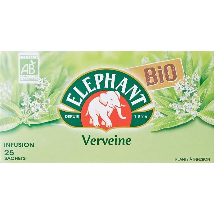 Elephant Infusion Verveine Bio 25 Sachets 33 g - Cdiscount Au quotidien