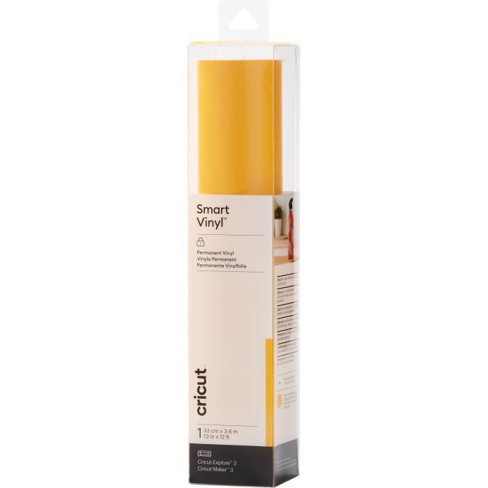 Film vinyle autocollant - CRICUT - Smart Vinyl - Permanent - Jaune - 33 ...