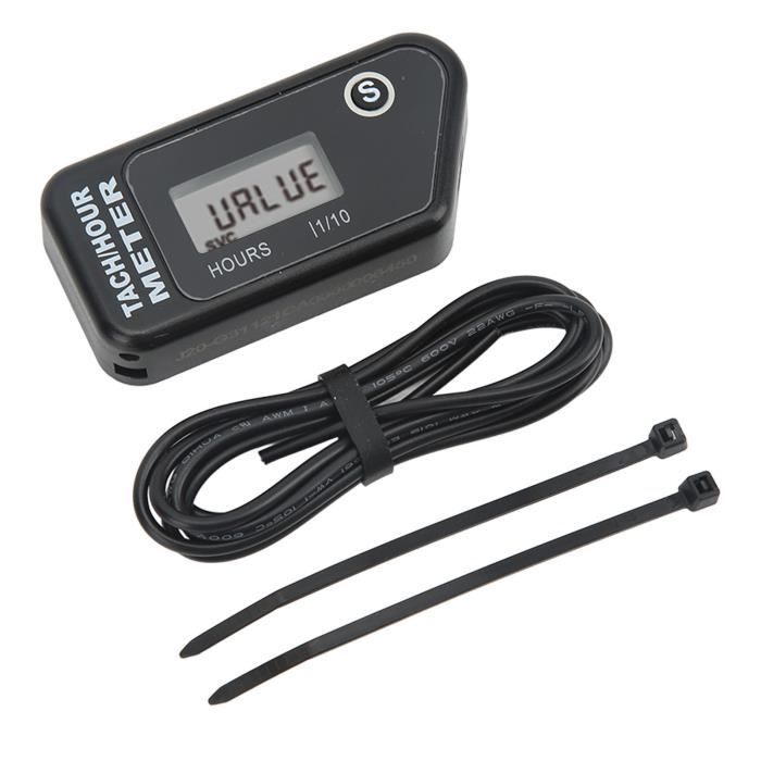 Dioche Compteur horaire Compteur d'heures de tachymètre numérique inductif IP68 étanche moto RPM ...