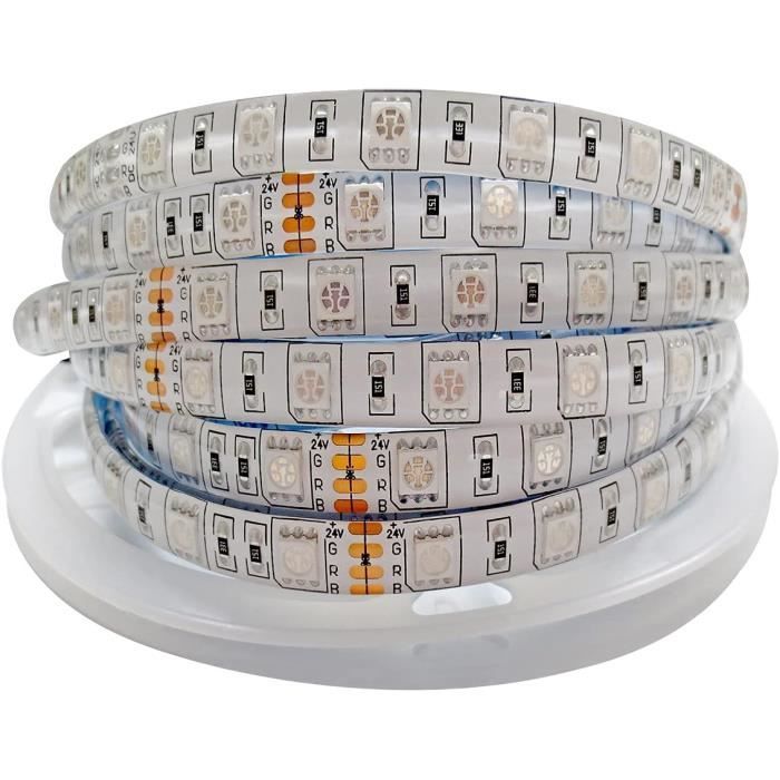 Bande Led 24V, Couleur Rgb Bande Led 5M 5050 Ip65 Étanche 300 Leds ...