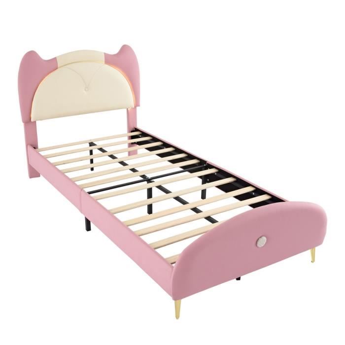 Lit simple enfant fille 90 x 200 cm avec des lattes en bois, cadres en ...