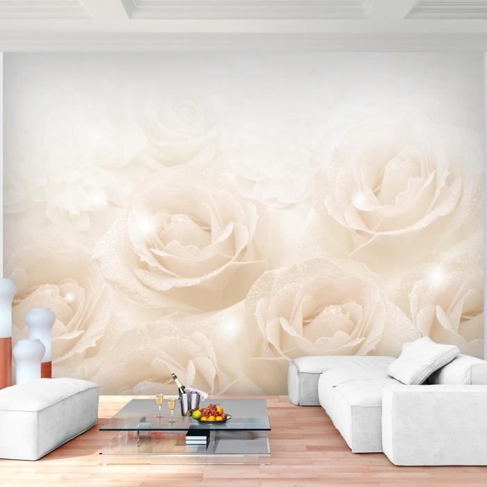 Runa art Papier Peint Intissé Tapisserie Roses Beige 308x220 cm (6,8 M2 ...