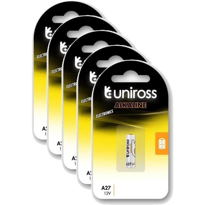 Pack de 5 Piles Alcaline A27, MN27, GP27A, A27, L828, LR27. 12V A217 ...