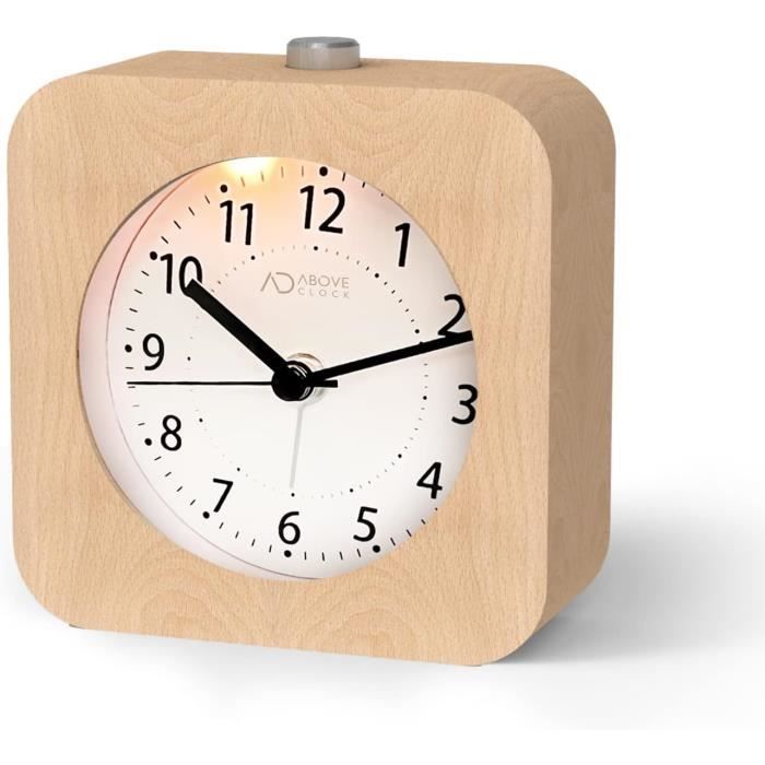 Reveil Matin À Piles,Reveil Bois,Réveil Silencieux Sans Tic Tac,Reveil ...