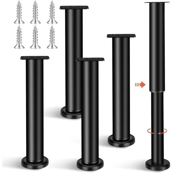 HONZUEN Pied de Meuble Reglable 4 Pied Meuble Reglable 25-43 CM Pieds ...