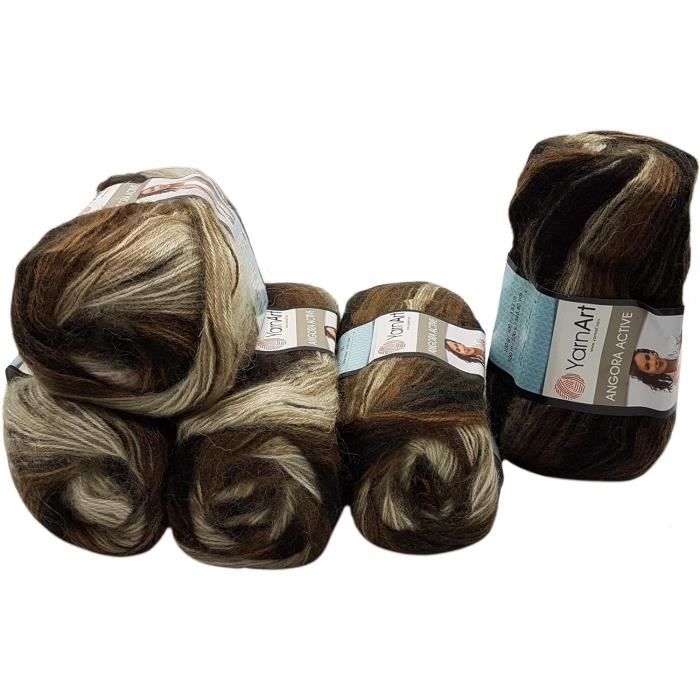 Yarnart Angora Active Lot De 5 Pelotes De Laine À Tricoter De 100 G ...