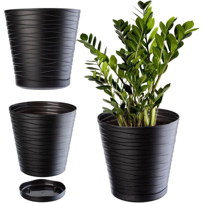 Pot de fleur en plastique avec soucoupe intégrée, pot de fleur de ...