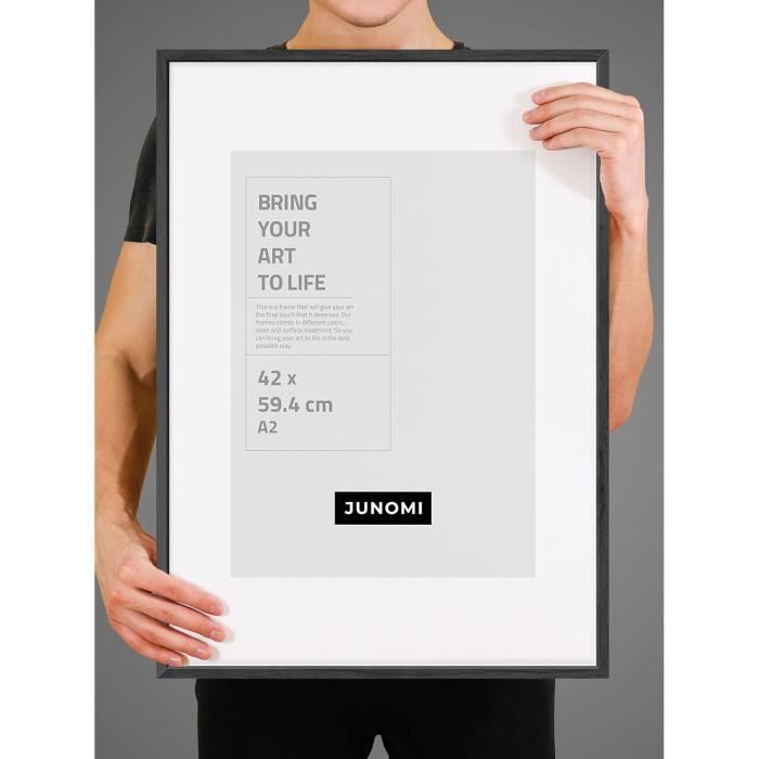 Junomi® Cadre Photo Din A2 Bois Noir | Cadre Photo 42 X 59,4 Cm (16 ...
