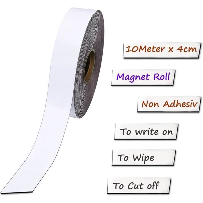 Tuka 30M X 40Mm X 1Mm Magnétique Ruban De Marquage, Réinscriptible ...