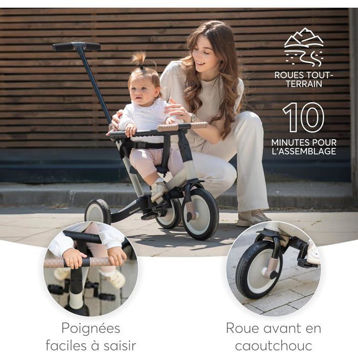 Tricycle évolutif - KIKKA BOO - FLIP - 5 en 1 - Siège et guidon ...