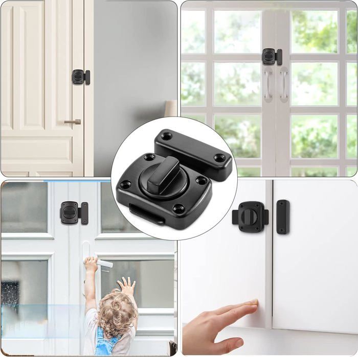 Loquet rotatif salle de bain AIMOONSA en alliage de zinc noir - verrou ...