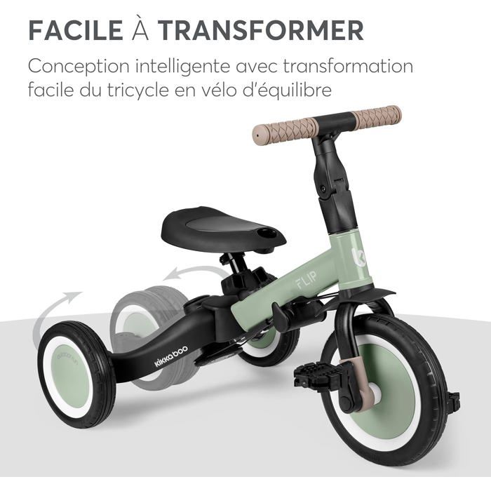 Tricycle évolutif - KIKKA BOO - FLIP - 5 en 1 - Siège et guidon ...