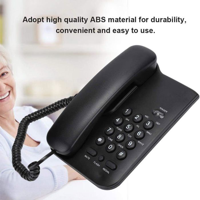 Téléphone fixe filaire - SVATV - Noir - ABS - Sans batterie - 10x10x10 ...